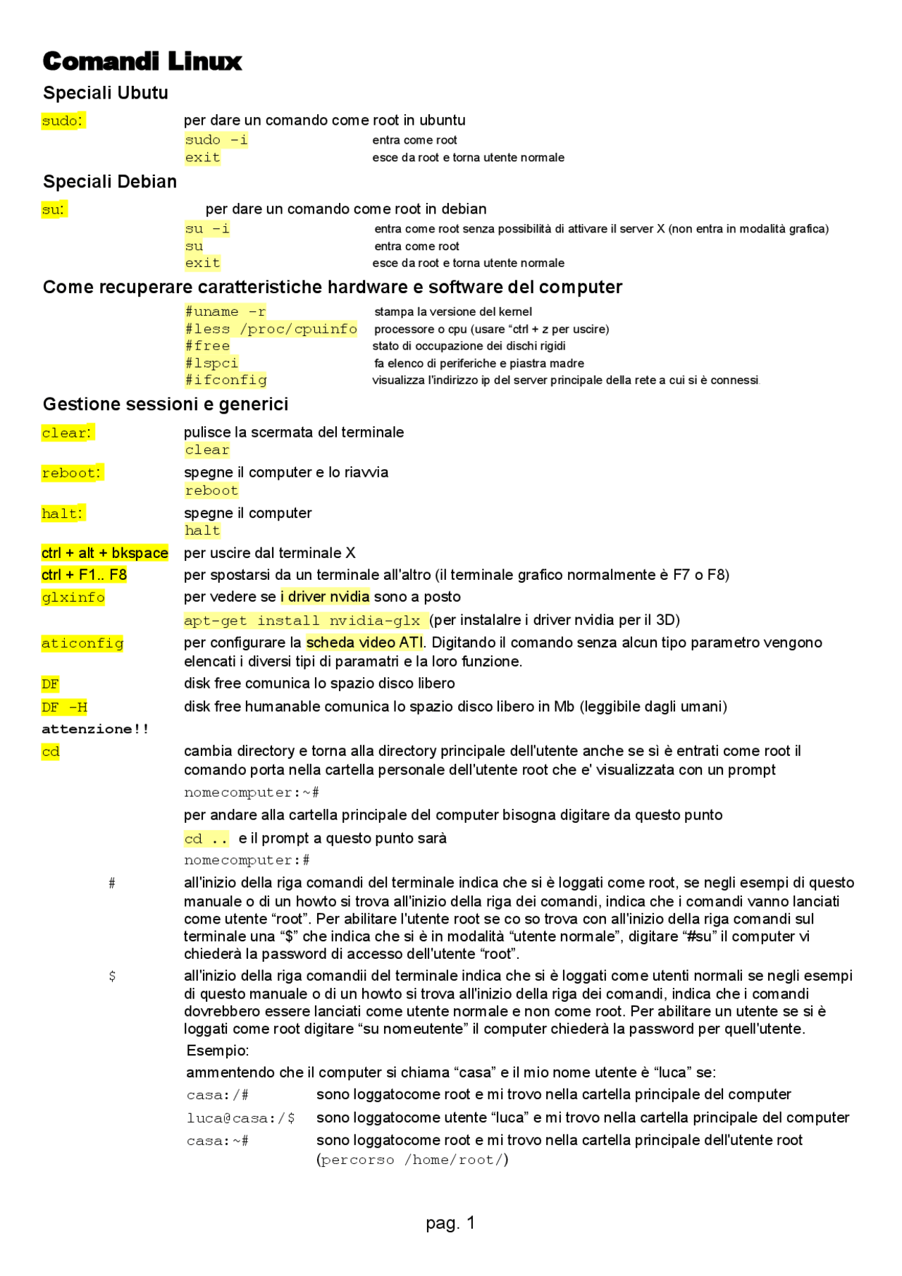 Manuale comandi Linux - Docsity