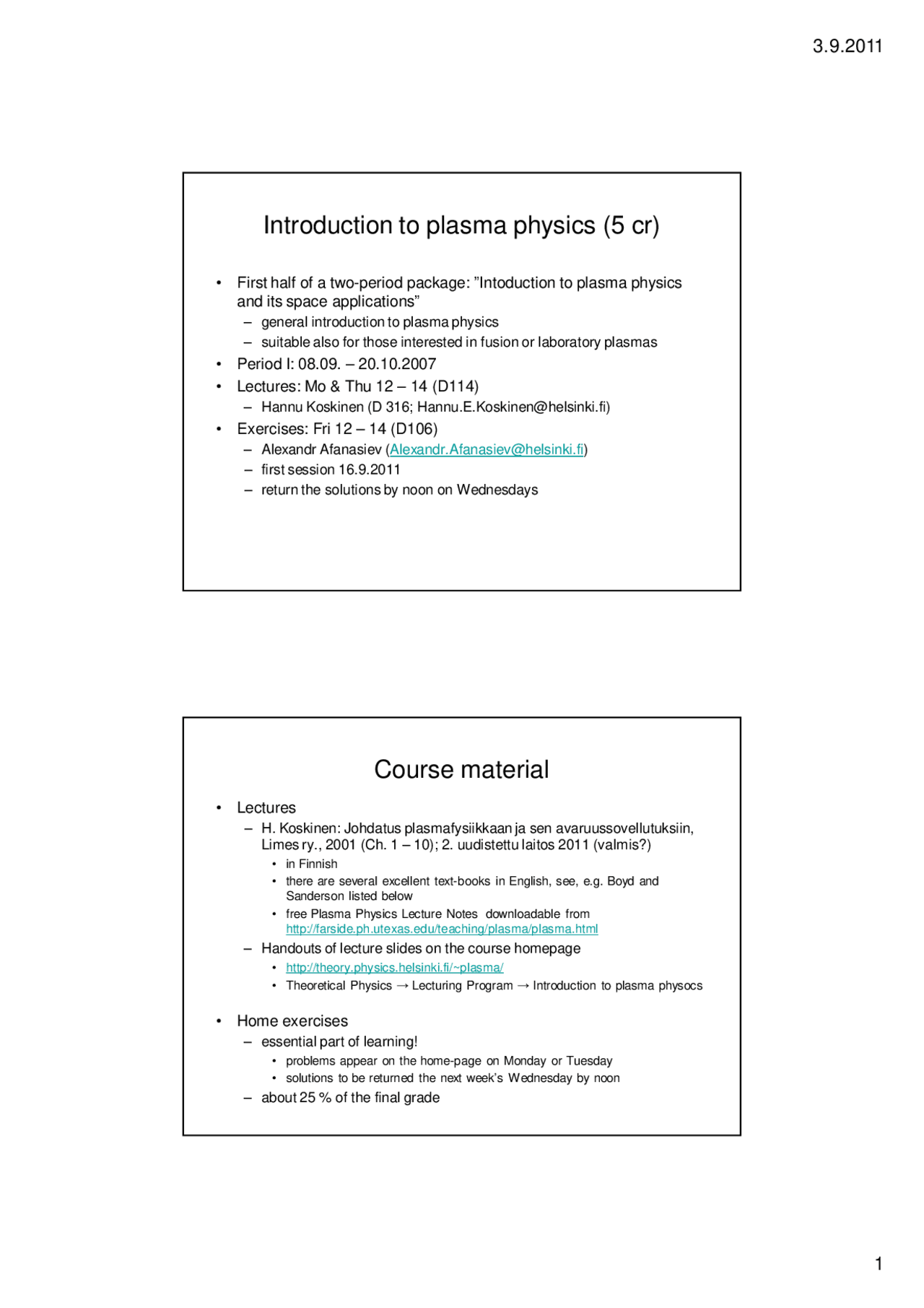 Plasma Physics-Introduction to Plasma Physics-Lecture 01 Slides-Physics ...