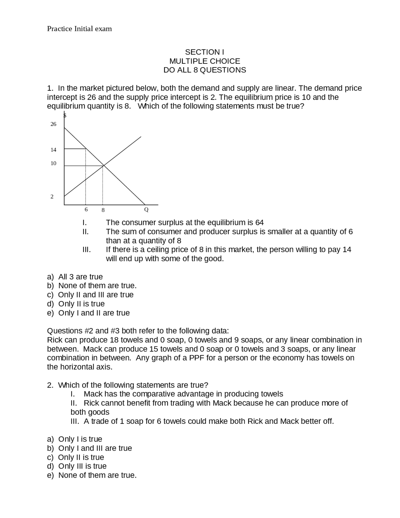 Multiple Choice Questions And Problems On Introduction To