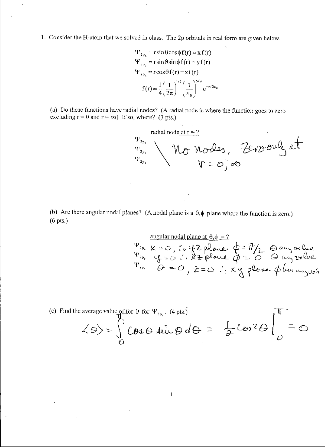 Practice Midterm Exam on Physical Chemistry with Solutions | CHEM 113B ...
