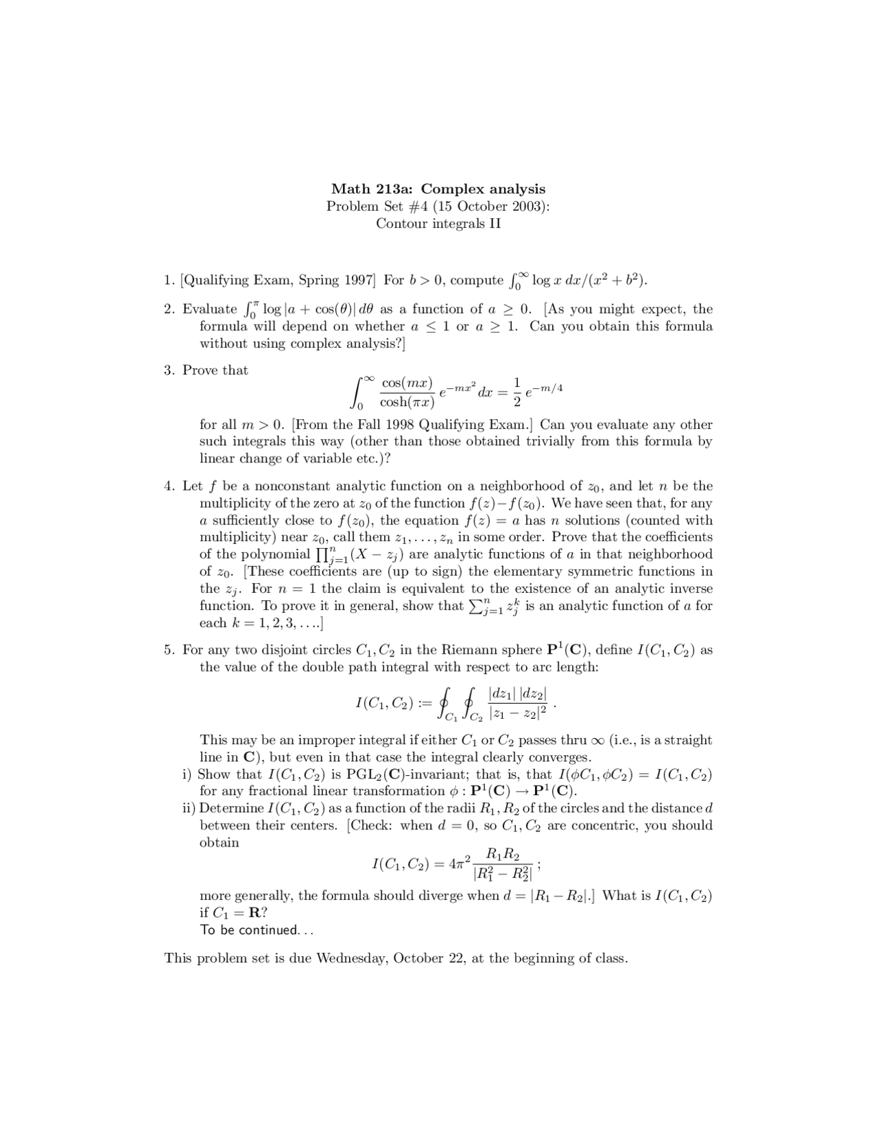 Complex Algebra 5 - Exercises - Mathematics - Docsity