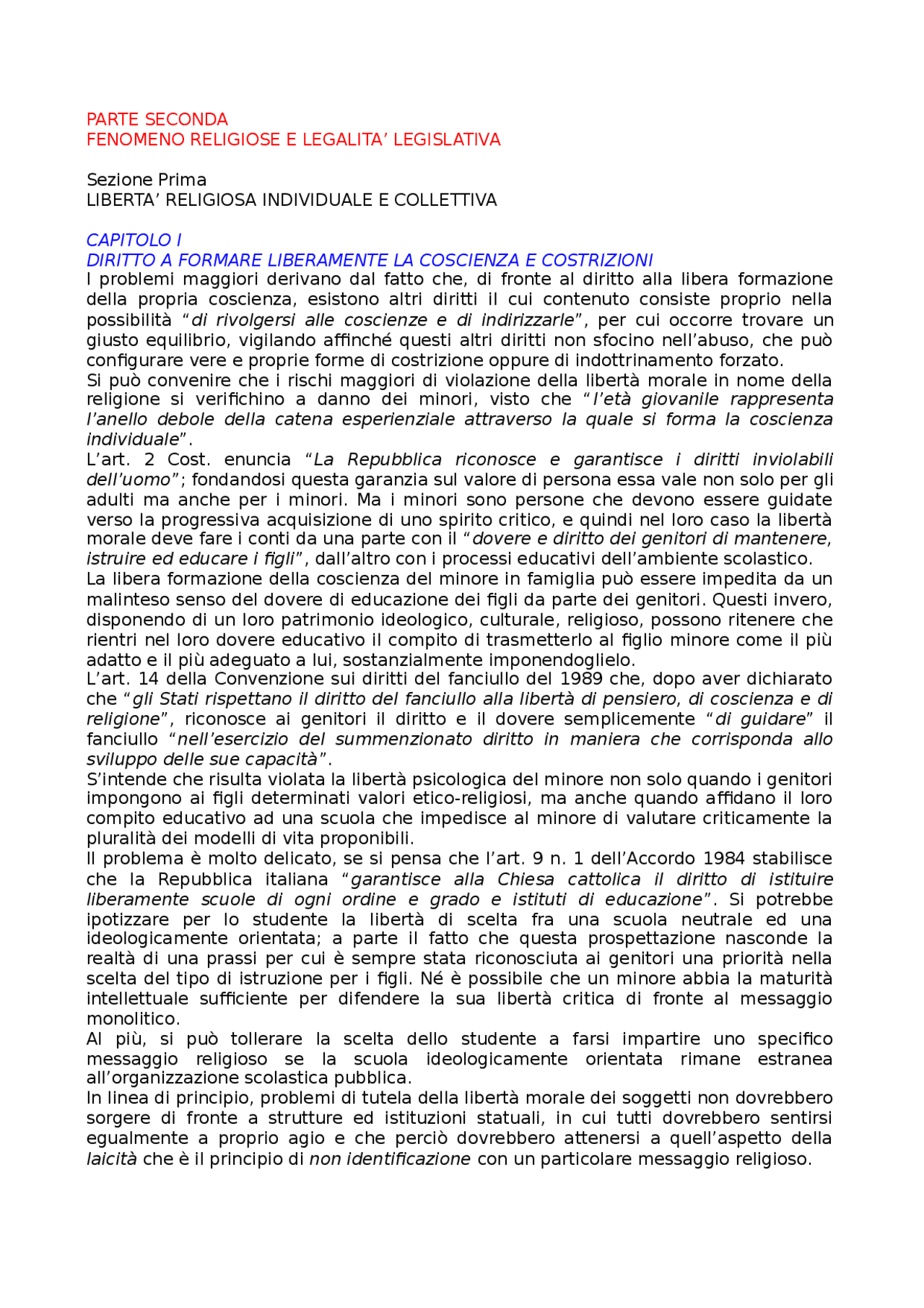 Riassunti Di Diritto Ecclesiastico Parte Seconda Docsity
