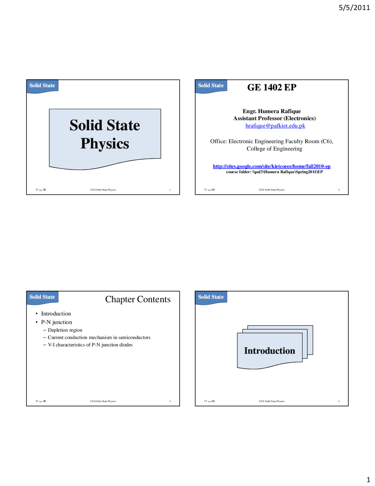 Solid State Physics-Engineering Physics-Lecture 08 Slides-Physics - Docsity