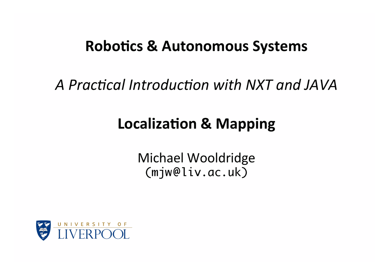 Localization-Robotics and Autonomous Systems-Lecture 05 Slides-Computer ...