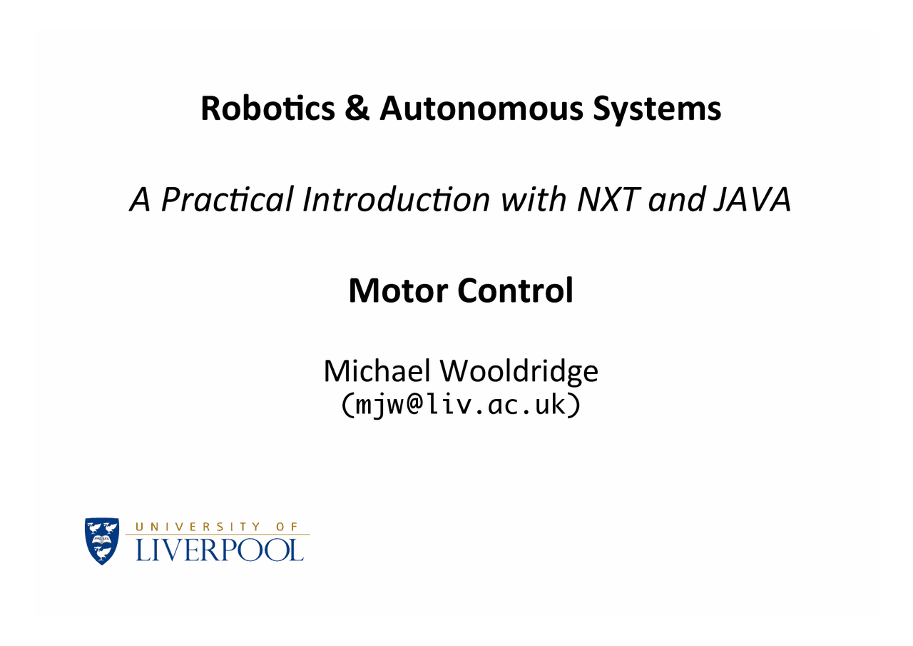 Robotics And Autonomous Systems Lecture 03 Slides Computer Science 2193