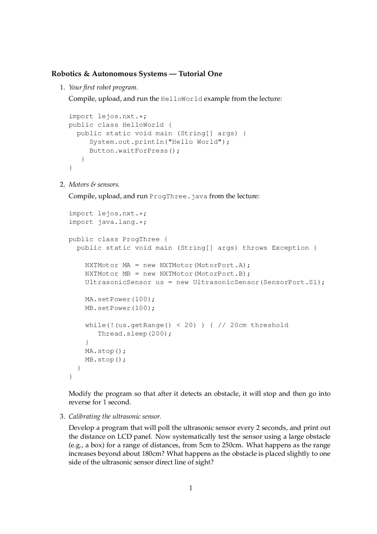 Robot Program-Robotics and Autonomous Systems-Tutorial 01-Computer Science | Study Guides ...