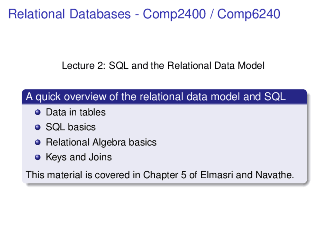 Relations And Relation Schemas Relational Databases Lecture 02 Slides 6094