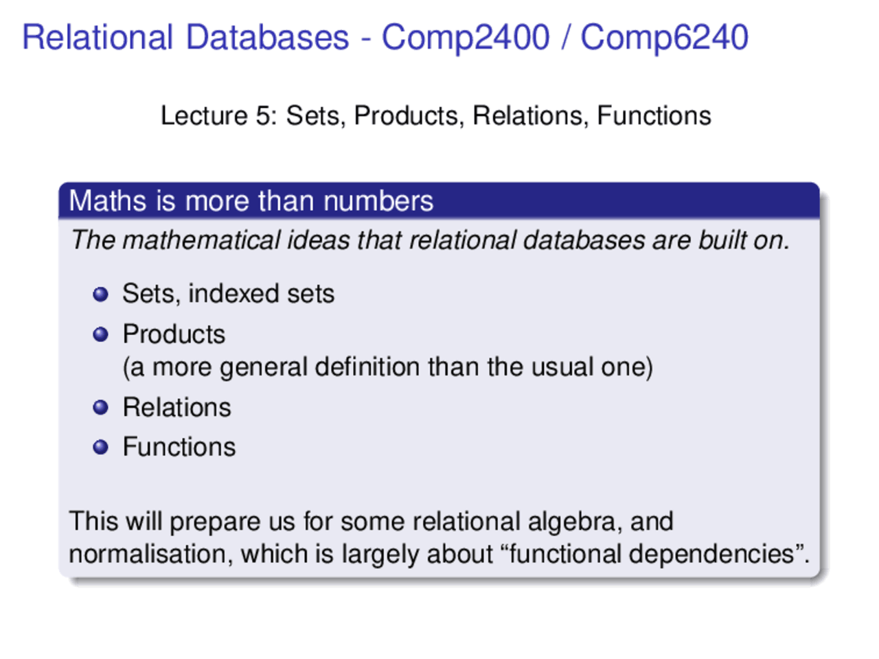 Relational Databases Lecture 04 Slides Computer Science Docsity