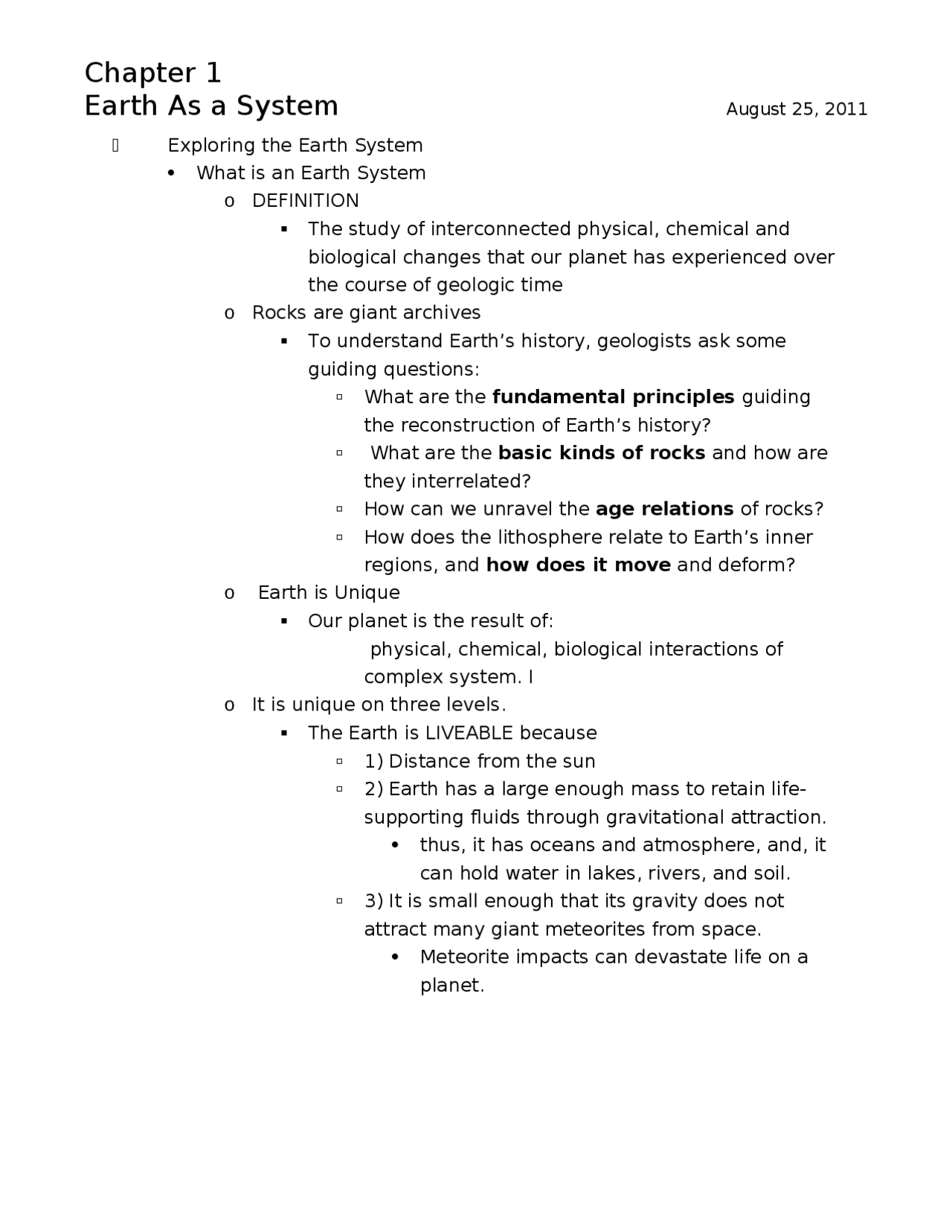 Notes On Earth As A System General Geology Historical Geol 1003