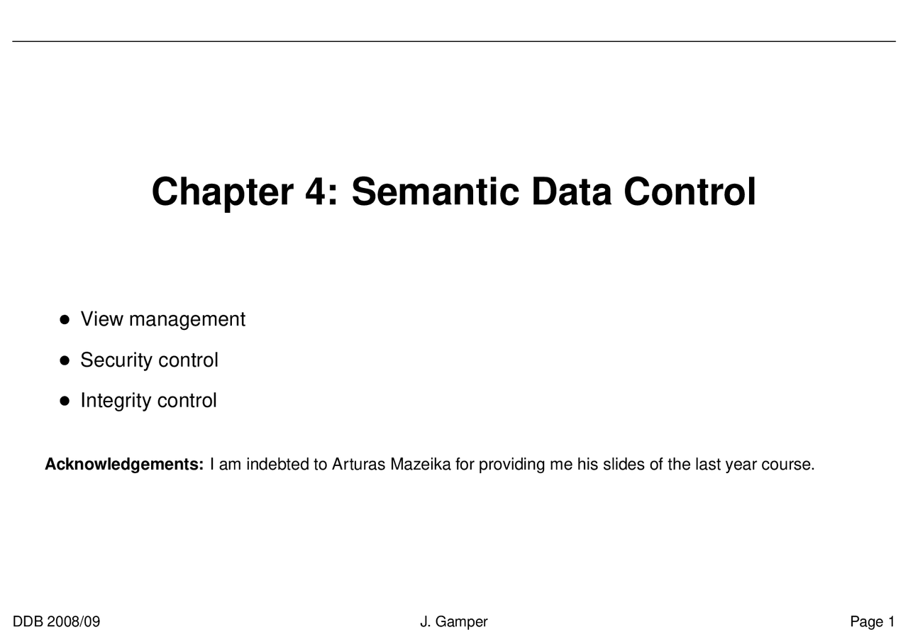 Semantic Data Control Distributed Database Lecture 04 Slides Computer Science Docsity