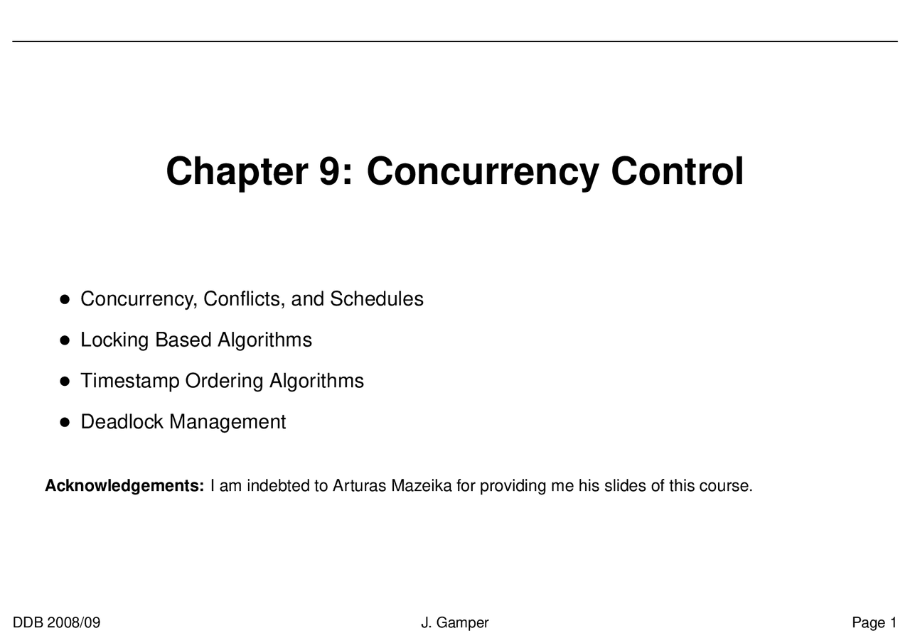 Concurrency Distributed Database Lecture 09 Slides Computer Science