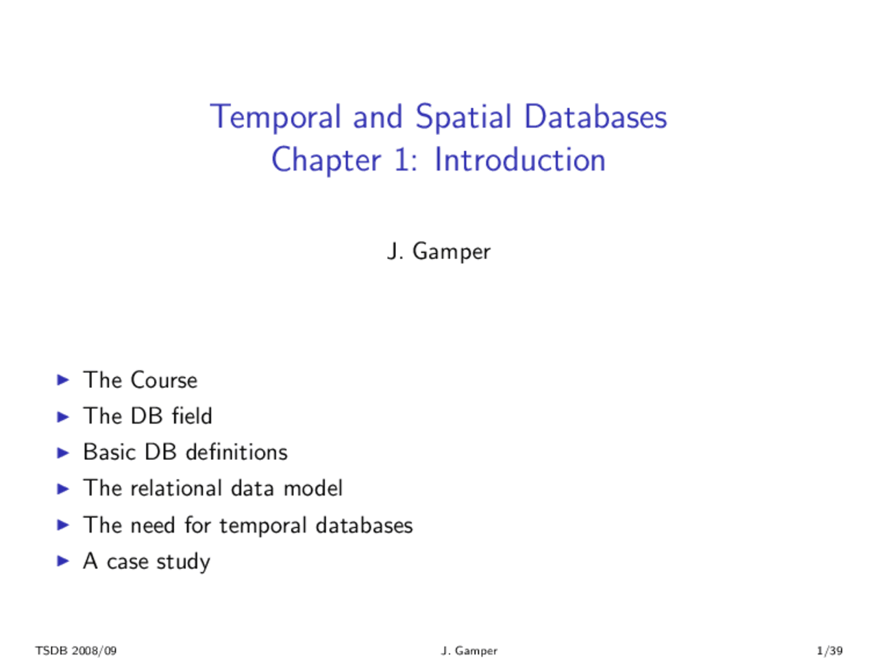 Dbms Temporal And Spatial Databases Lecture 01 Slides Computer Science Docsity