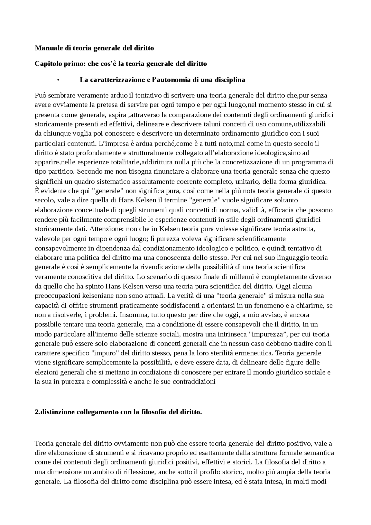 Riassunto Del Manuale Di Teoria Generale Di Filosofia Del Diritto Docsity