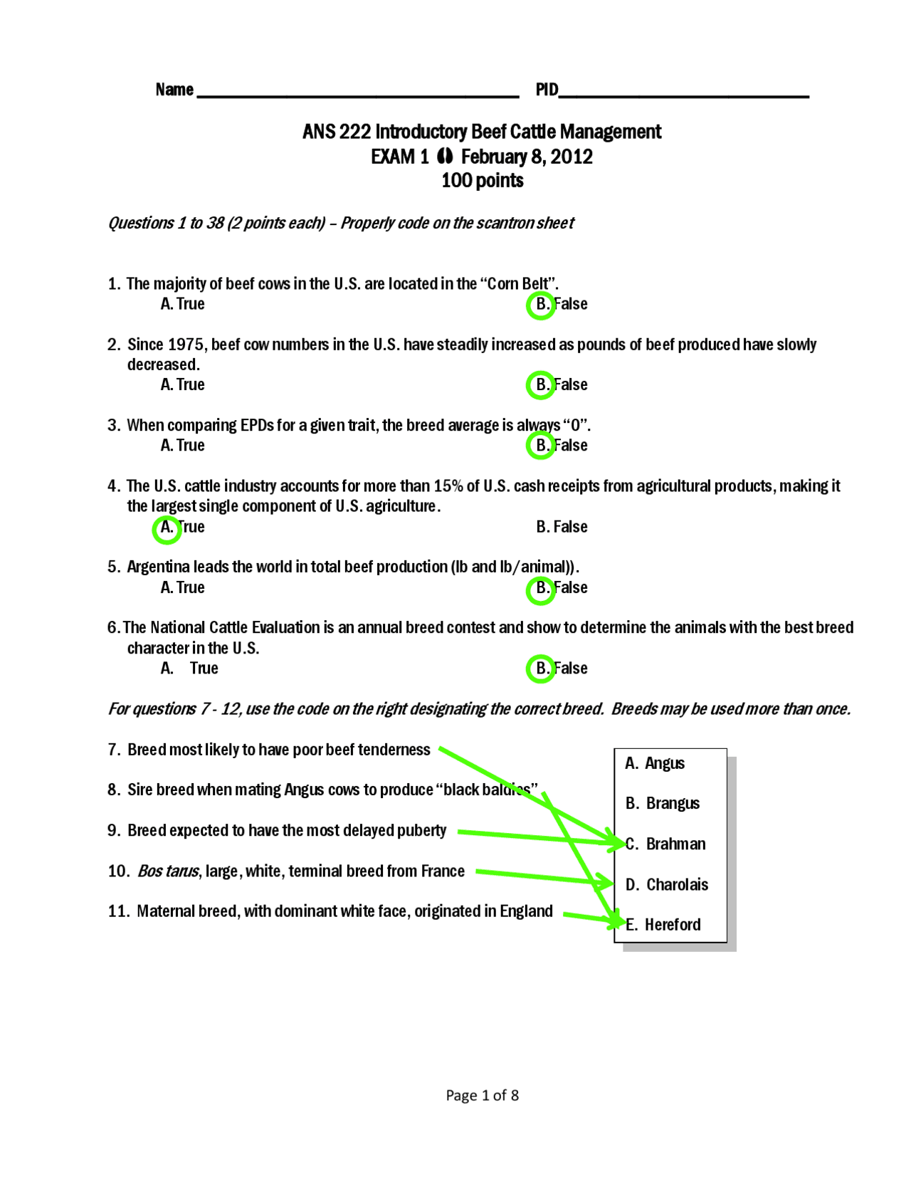 35 MCQs with Answers - Introductory Beef Cattle Management | ANS 222 ...