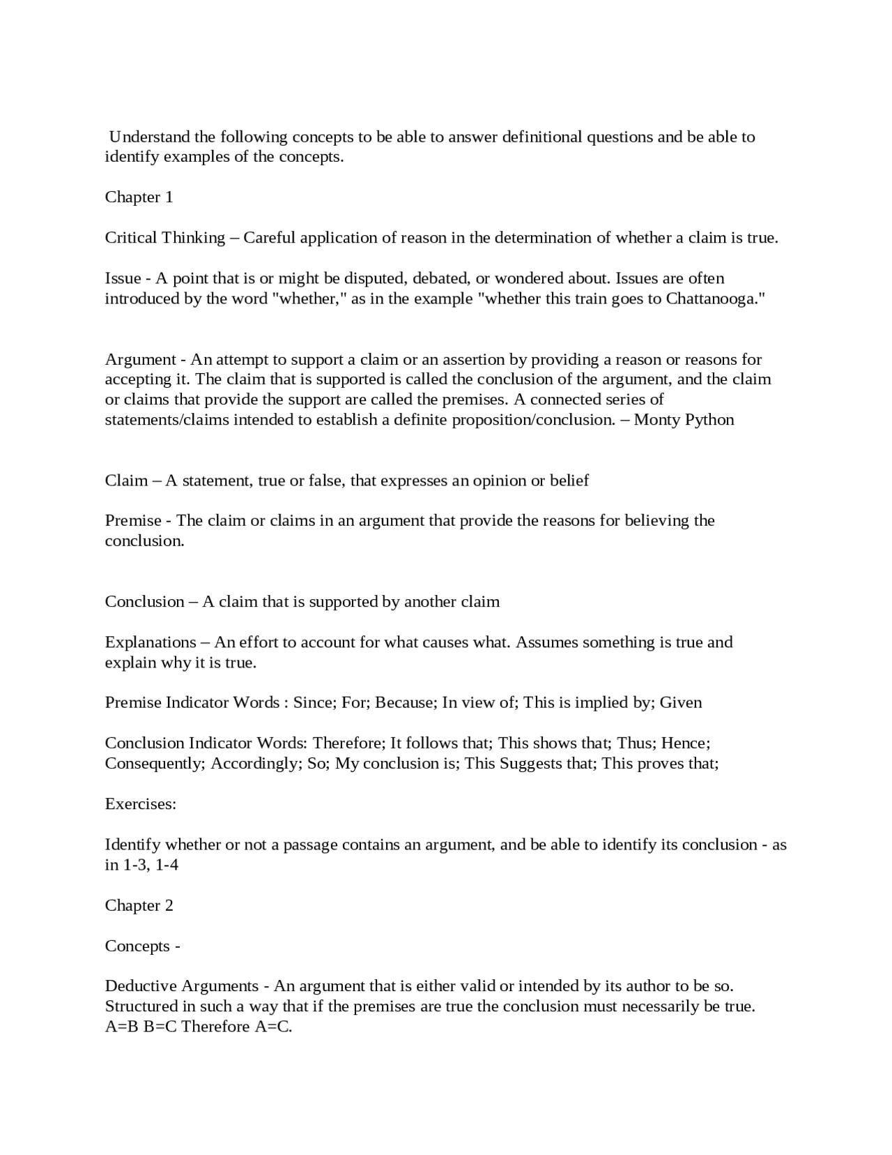 Issue, Argument, Claim, Premise - Critical Thinking | PHL 202 - Docsity