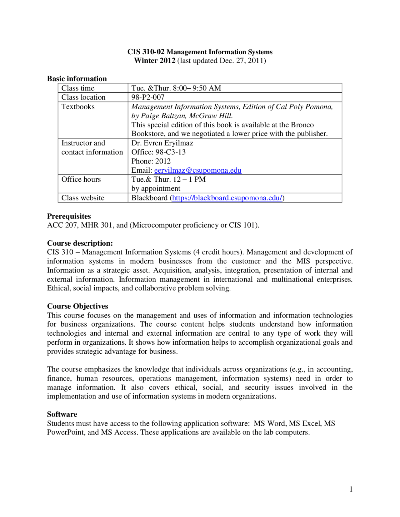 Study Material for Management Information Systems | CIS 310 - Docsity