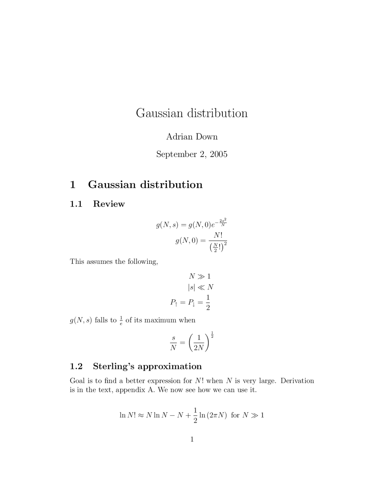 Gaussian Distribution Essay Physics Docsity