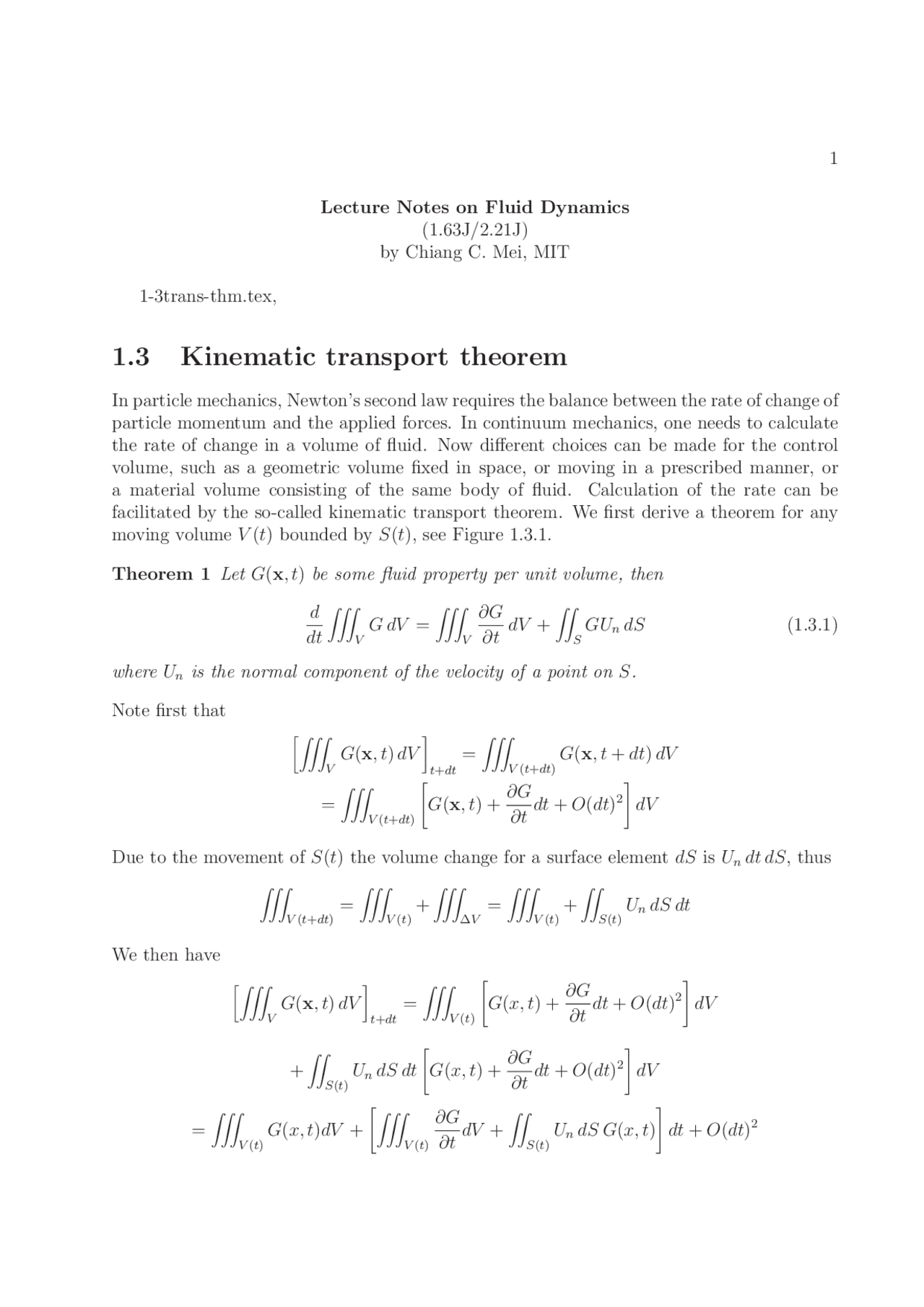 Kinematic Transport Theorem - Essay - Fluid Dynamics | Essays (high ...