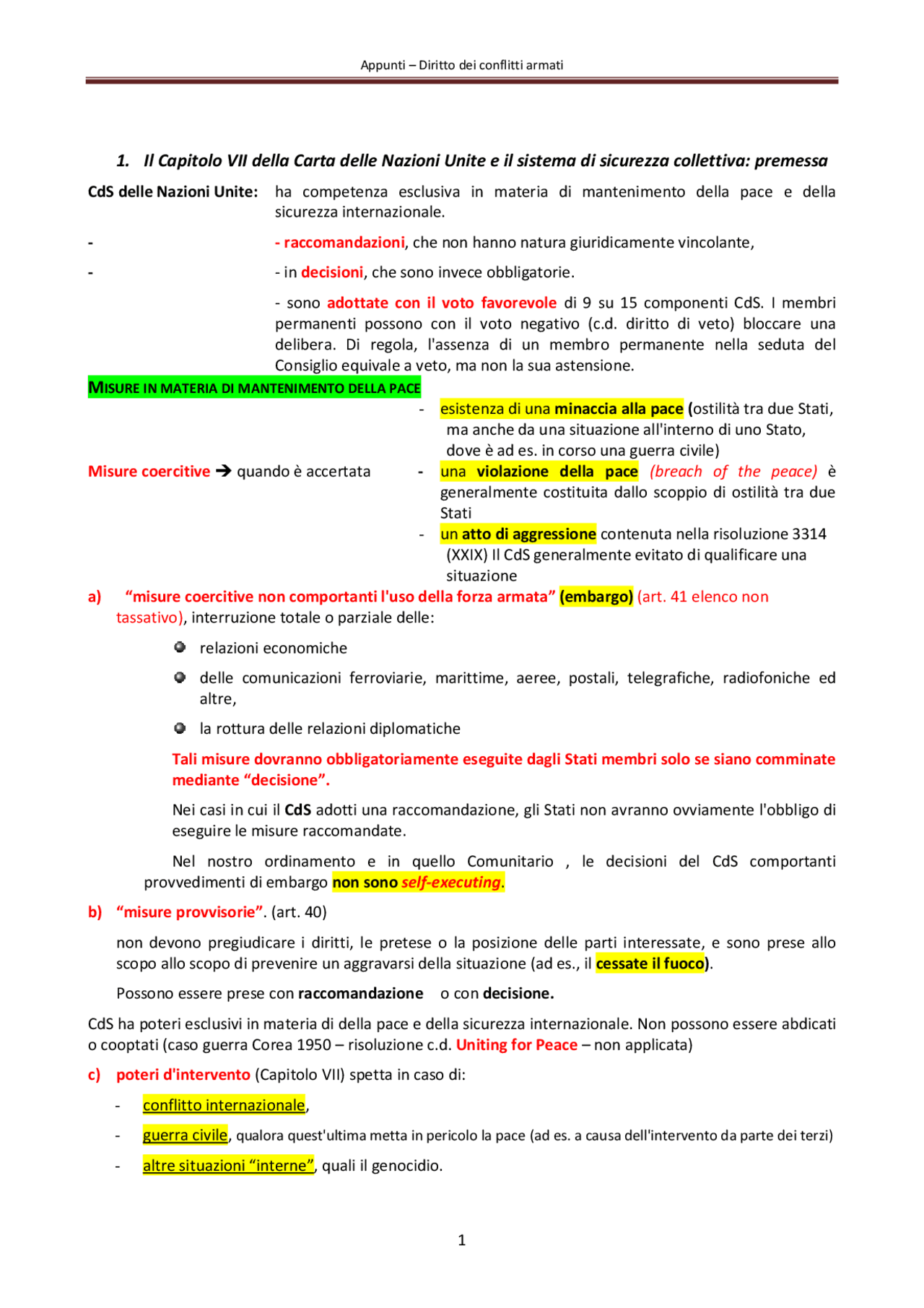 Appunti Diritto Conflitti Armati Appunti Di Diritto Docsity