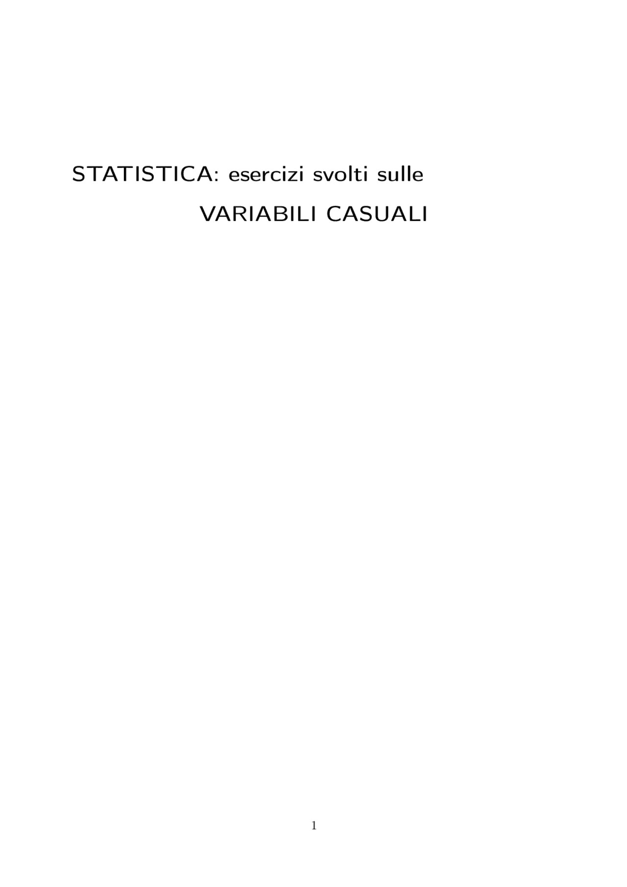 Statistica Esercizi Svolti Variabili Casuali Docsity