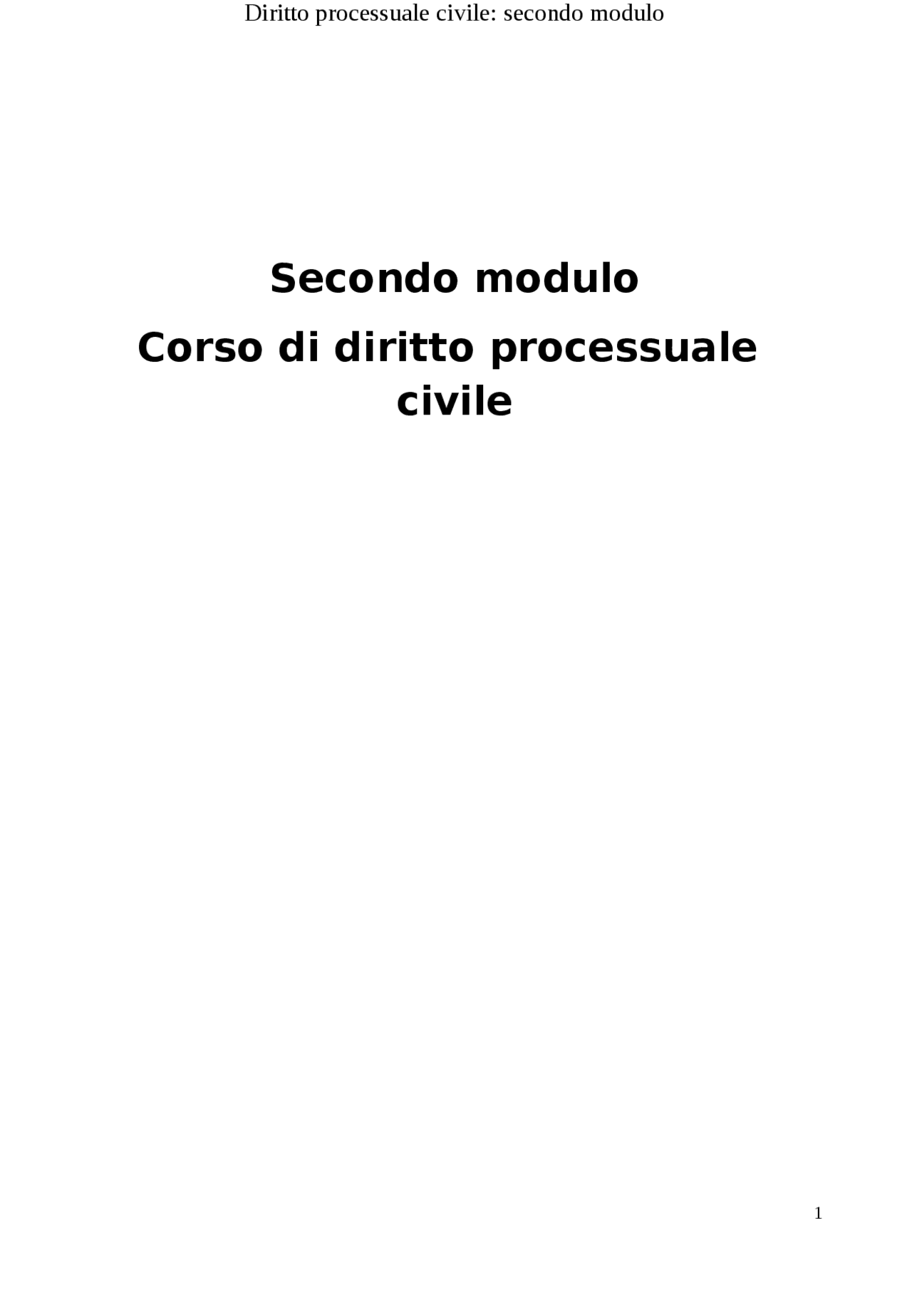Diritto Processuale Civile Secondo Modulo Docsity