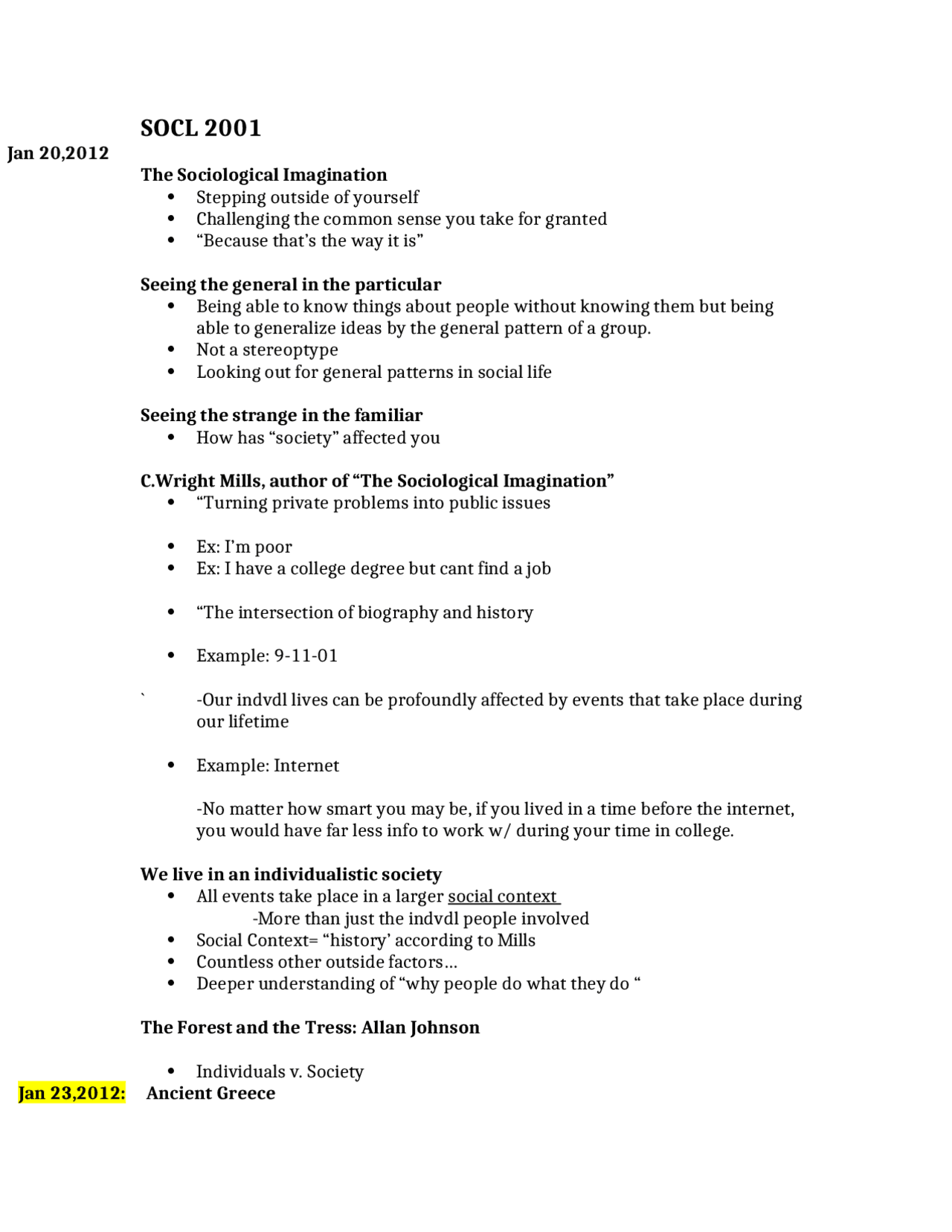 Notes On Introductory Sociology Socl 2001 Docsity