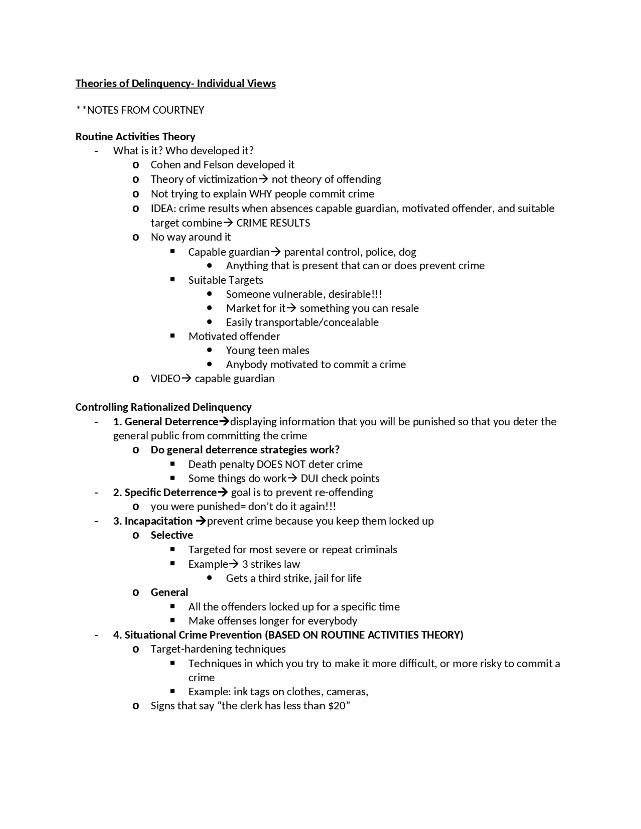 Exam 2 Notes Theories Of Delinquency Individual Views Cjj 4010