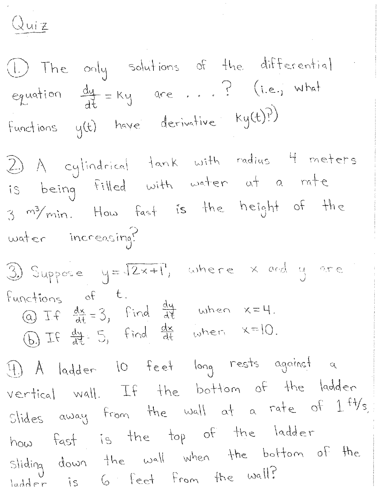 Quiz 6 Solutions for Advanced Geometry and Calculus | MATH 1550 - Docsity