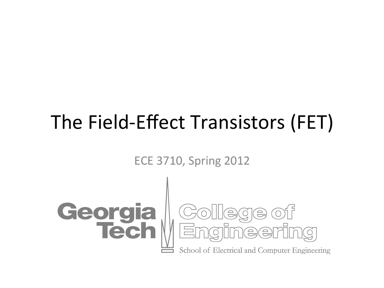 The Field Effect Transistors Handout Ece 3710 Docsity