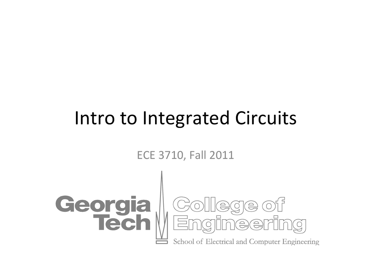Introduction To Integrated Circuits Lecture Slides Ece 3710 Docsity