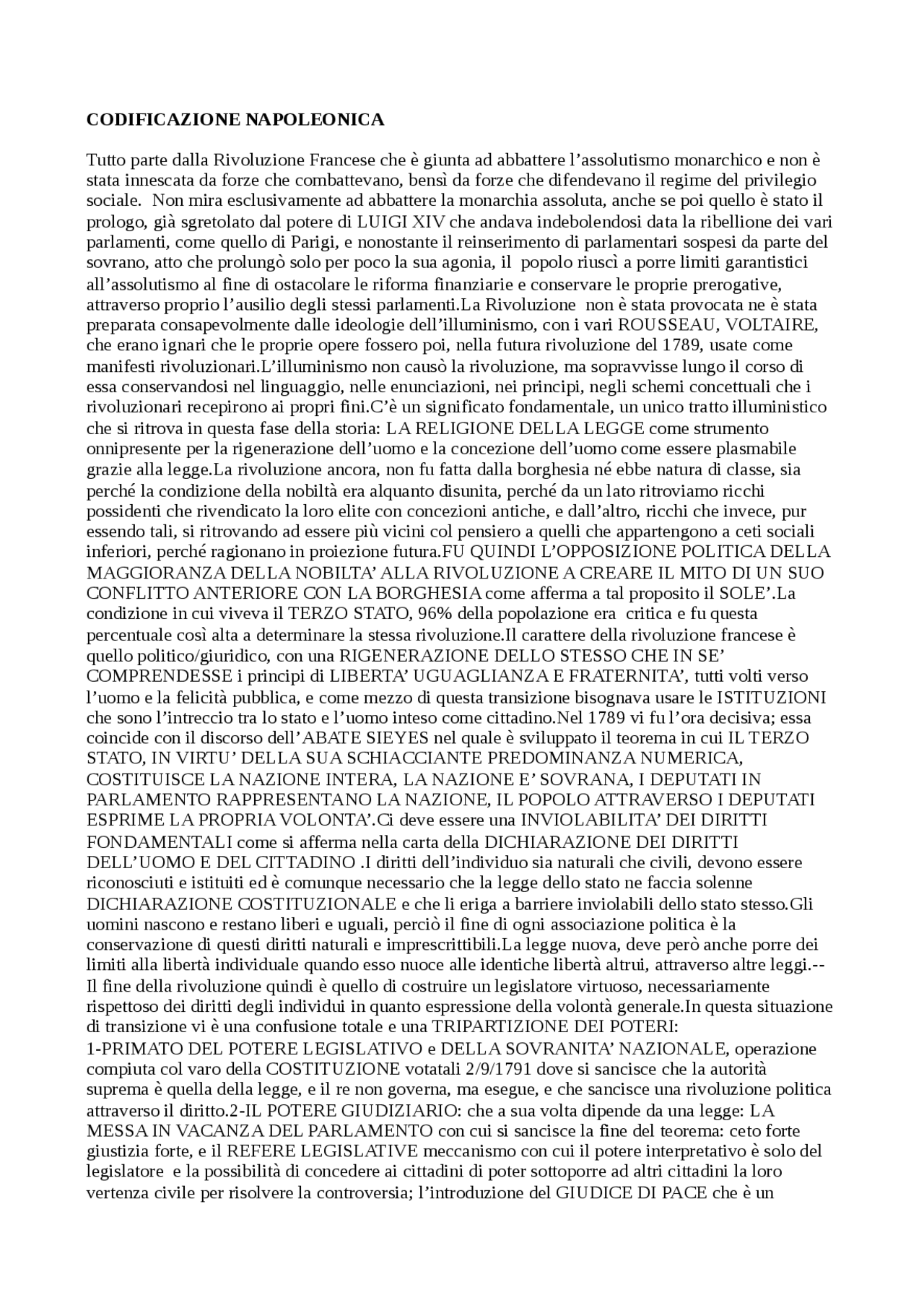 Codificazione Napoleonica Riassunto Diritto Cavanna Docsity