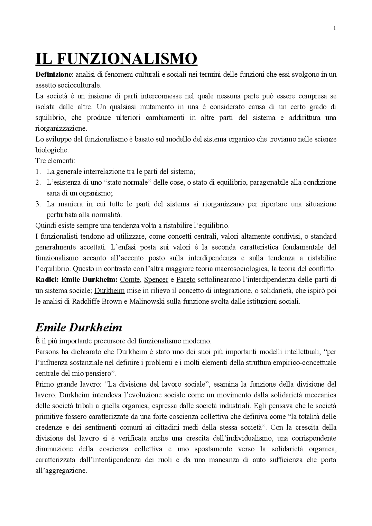 Il Funzionalismo D Dd D Docsity