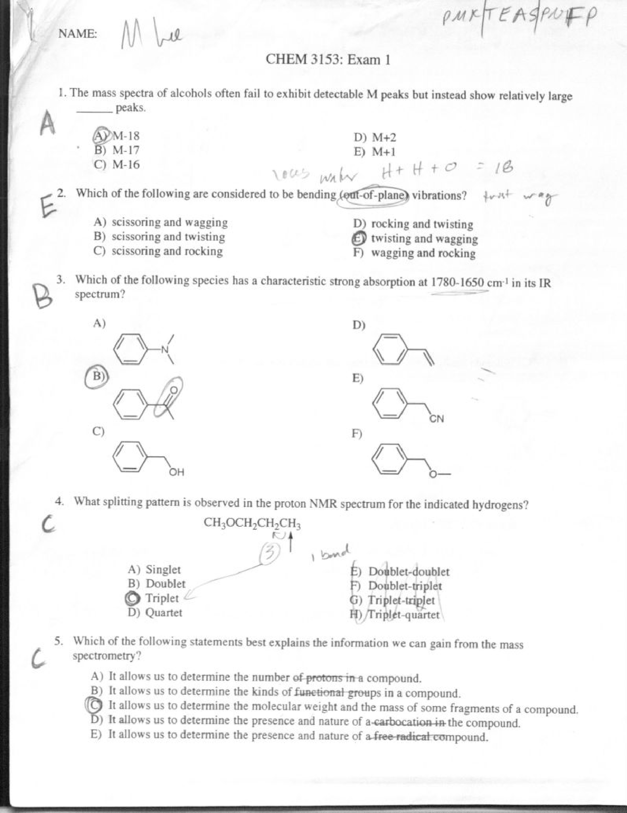 20 Solved Questions on Organic Chemistry II - Exam | CHEM 3153 - Docsity