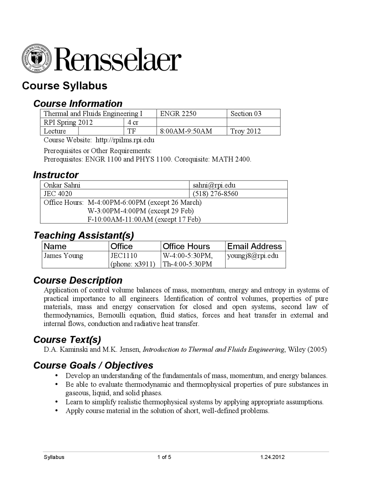 Class Material Thermal And Fluids Engineers I Engr 2250 Docsity