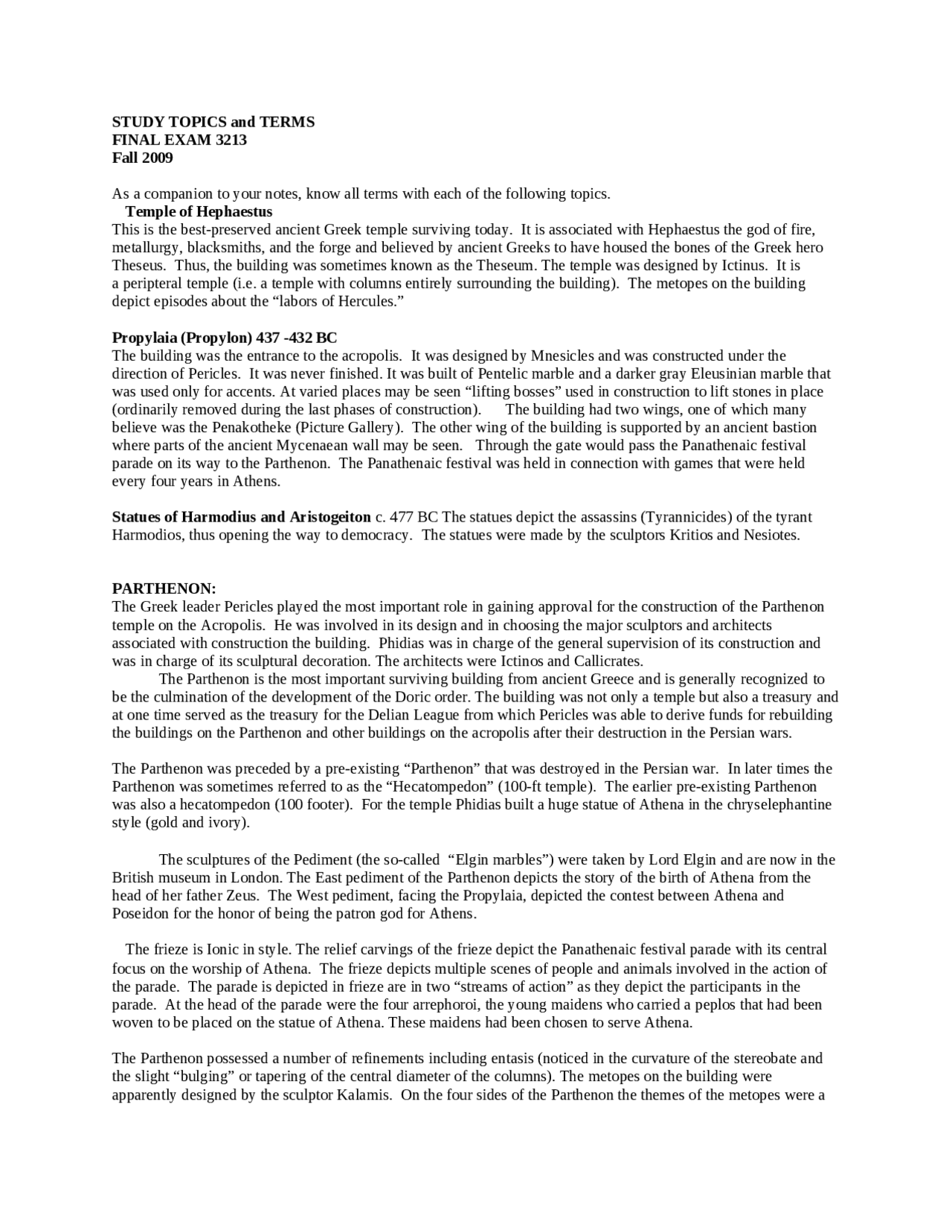 Classical Art and Archaeology: Greek Art - Final Exam Study Guide | CL ...