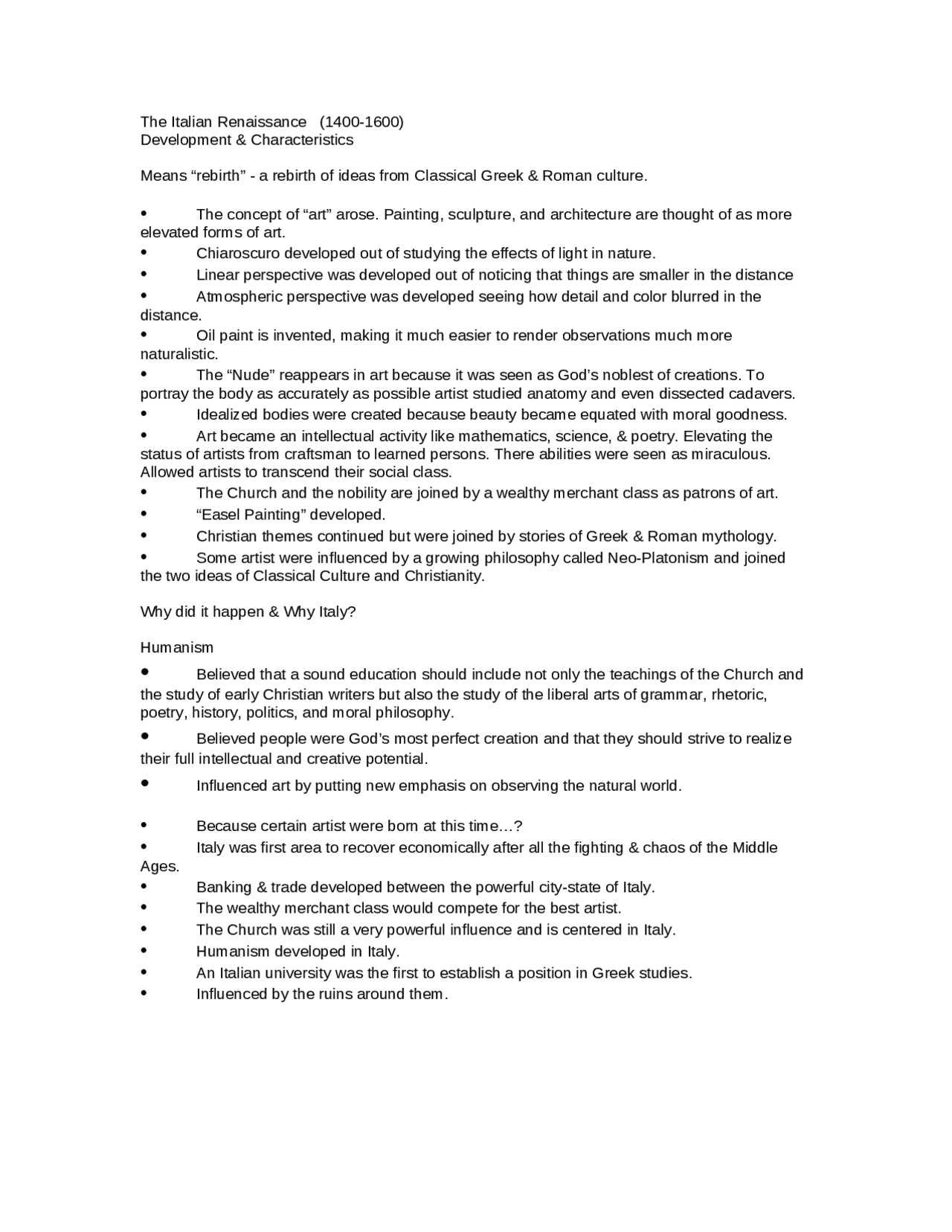 The Italian Renaissance in Art Appreciation - Study Guide | ART 1030 ...