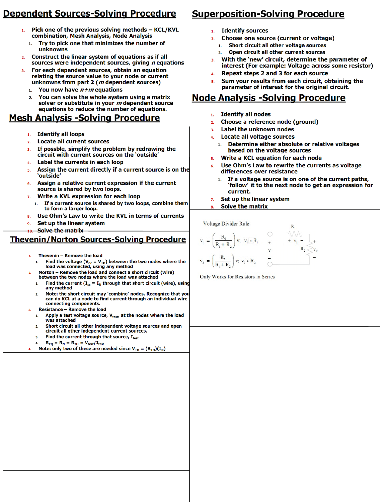 Dependent Sources Superposition Node And Mesh Analysis Procedures