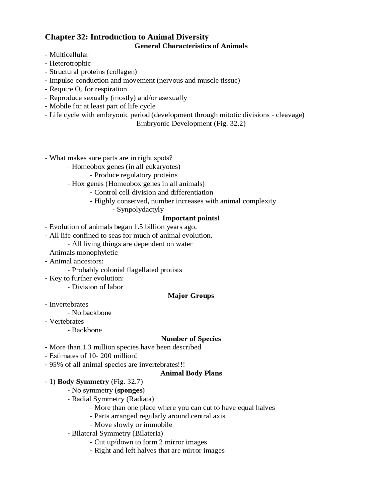 Introduction to Animal Diversity - Study Material | BIOL 2108 - Docsity