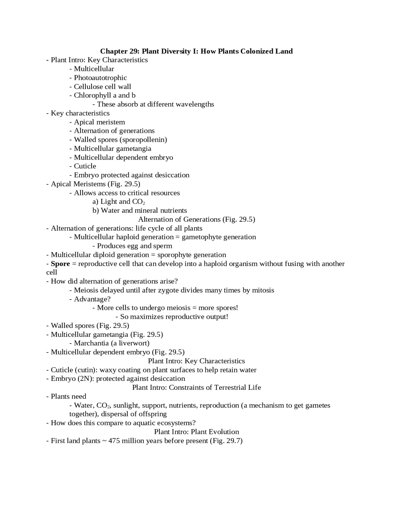 Plant Diversity I: How Plants Colonized Land - Principles of Biology II ...