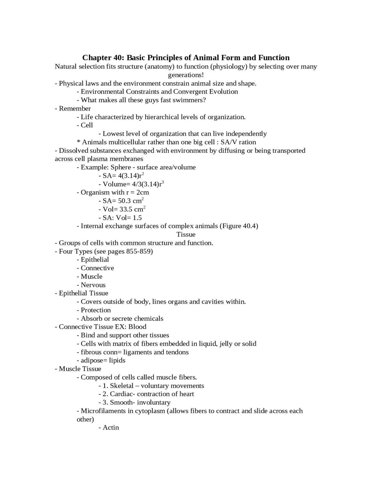 Notes on Basic Principles of Animal Form and Function - Biology II ...