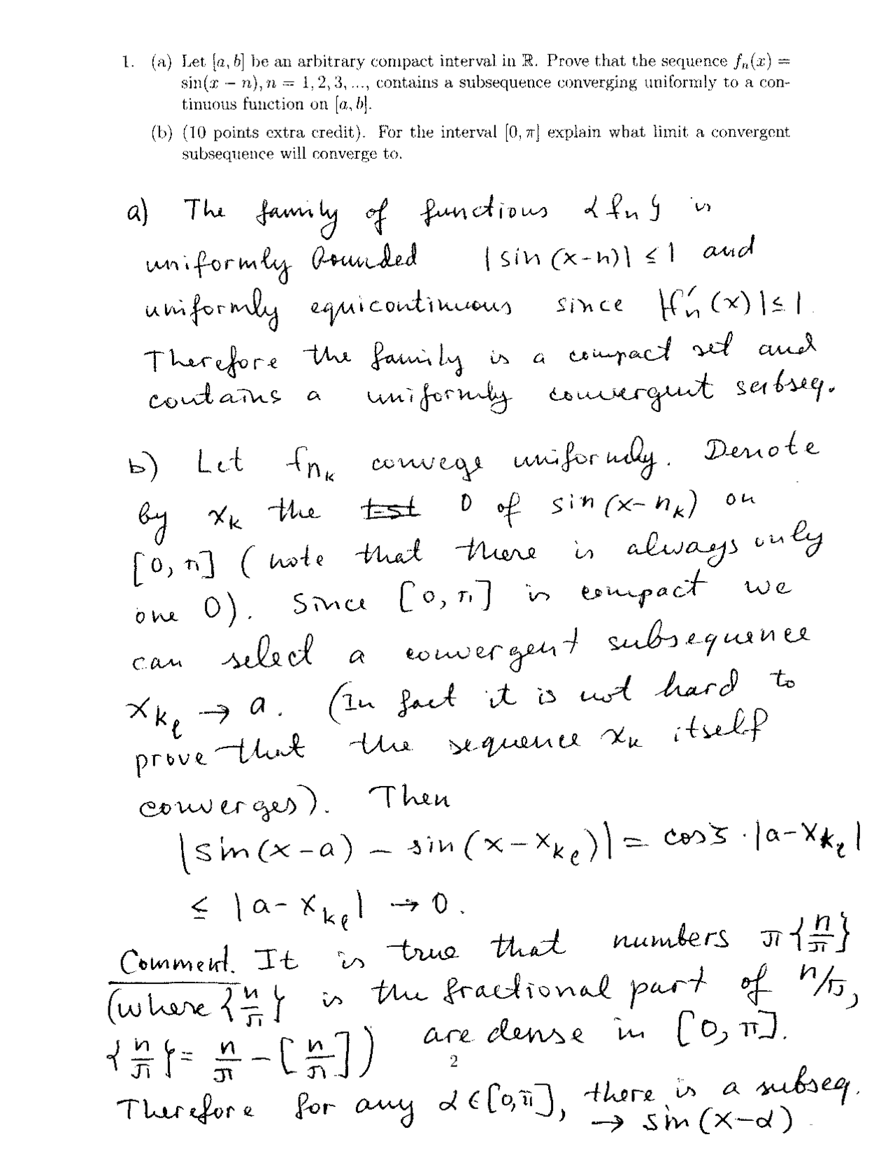 5 Solved Questions In Mathematical Analysis Ii Exam 1 Math 4210