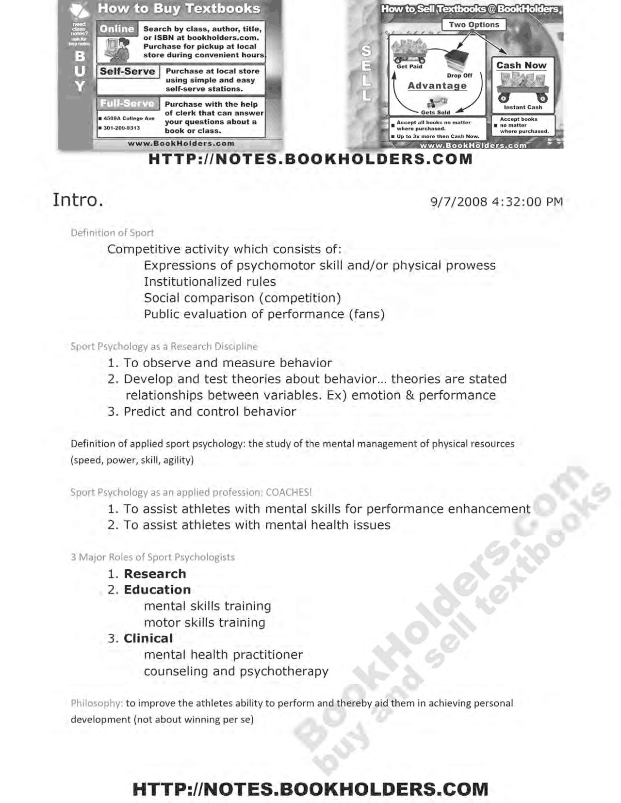 Sport Psychology as a Research Discipline - Lecture Notes | KNES 350 ...