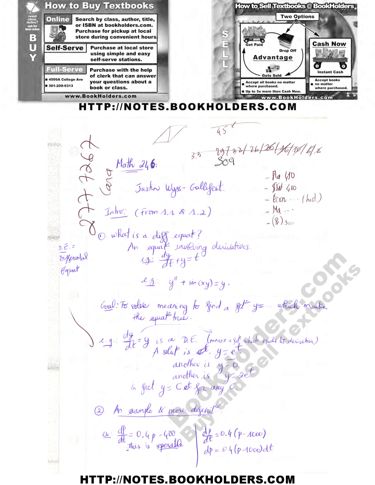 Handwritten Notes On Differential Equation For Science And Engineering