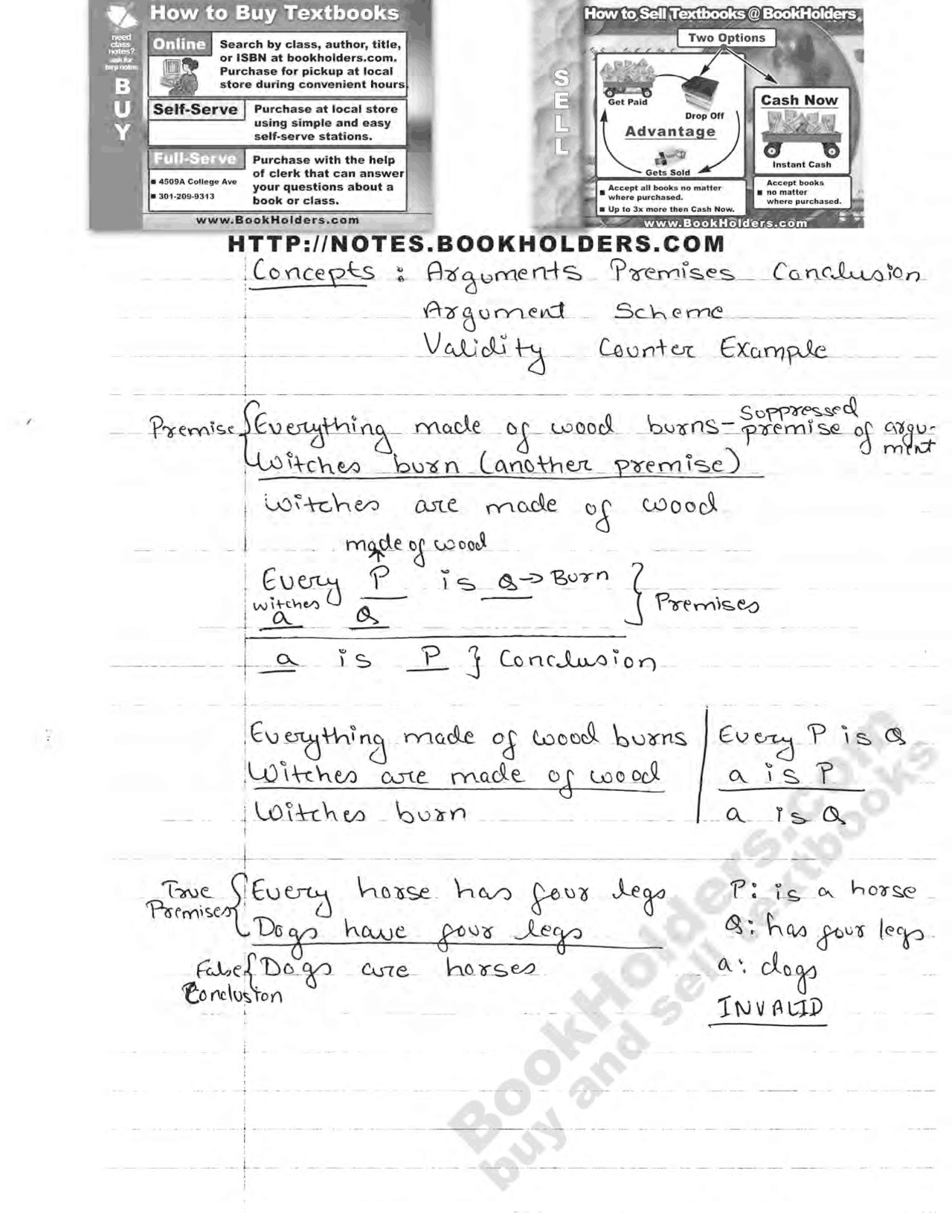 Arguments Premises Conclusion Handwritten Phil 170 Docsity
