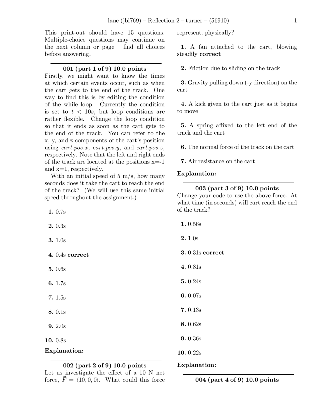 Engineering Physics I - Quiz 2 to Solve | PHY 303K - Docsity