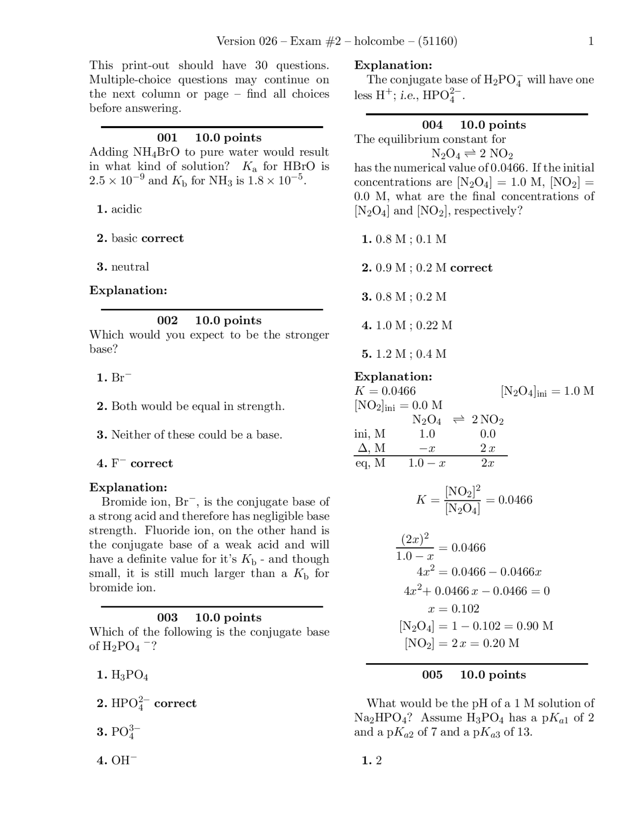 Homework 2 Explanation Principles Of Chemistry Ii Ch 302 Docsity