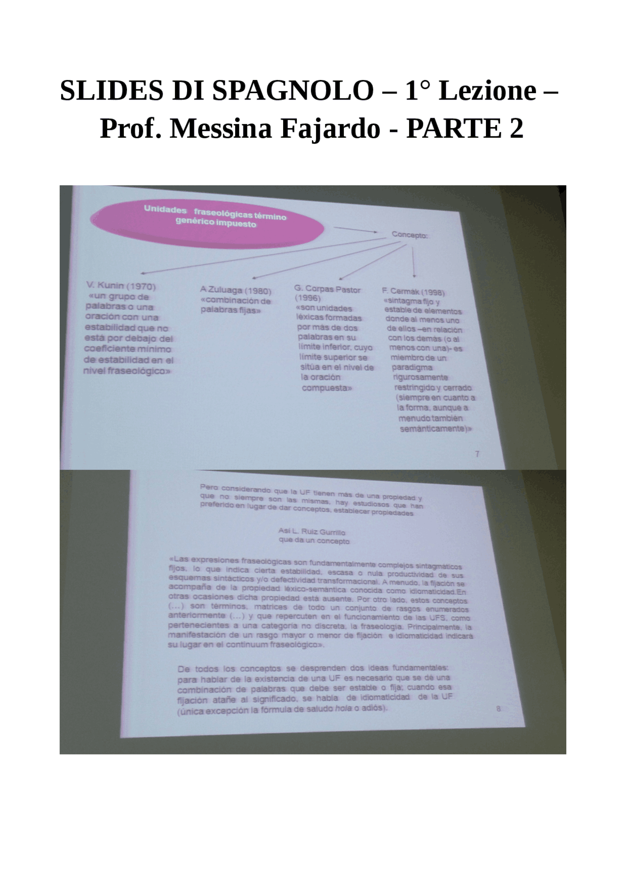 Slides Di Spagnolo 1° Lezione Prof Messina Fajardo Parte 2 Docsity