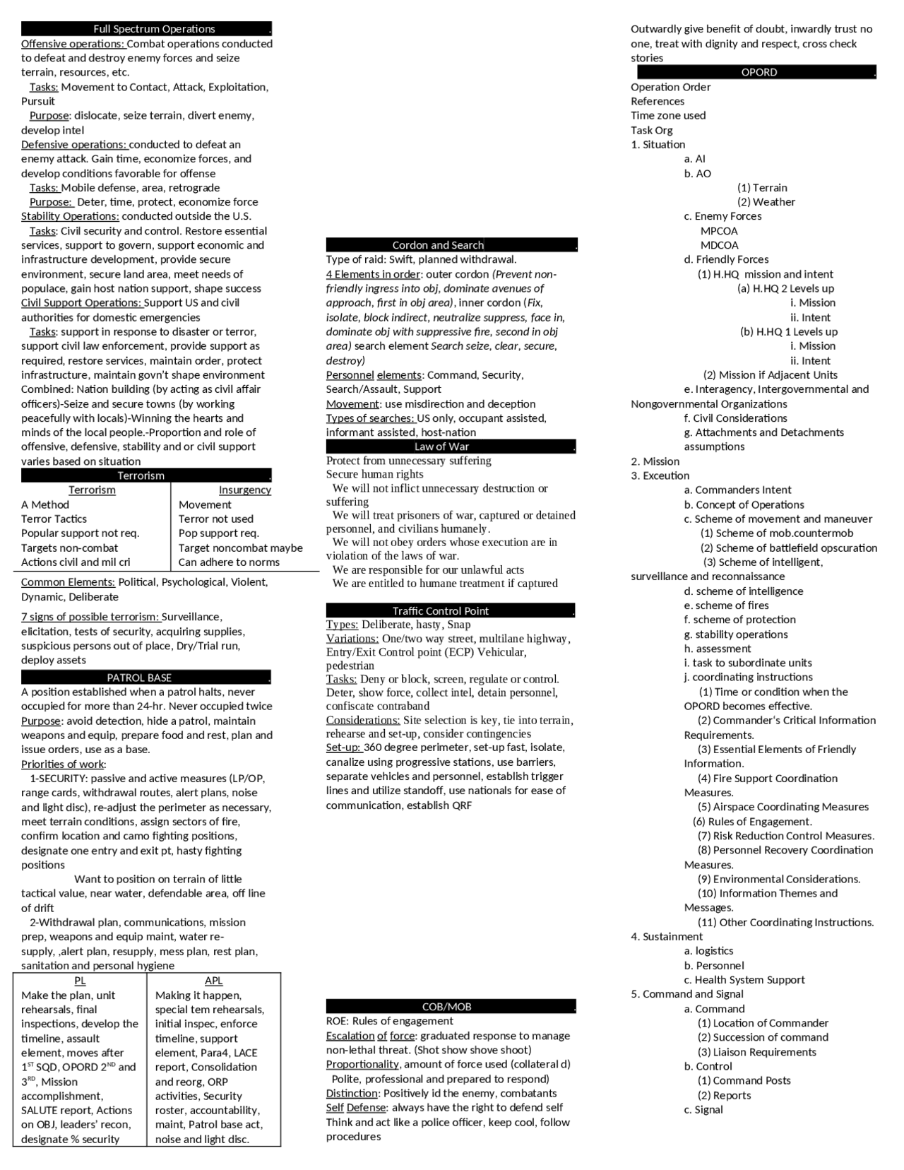 Midterm Cheat Sheet - Military Leadership II | USAR 2070 - Docsity