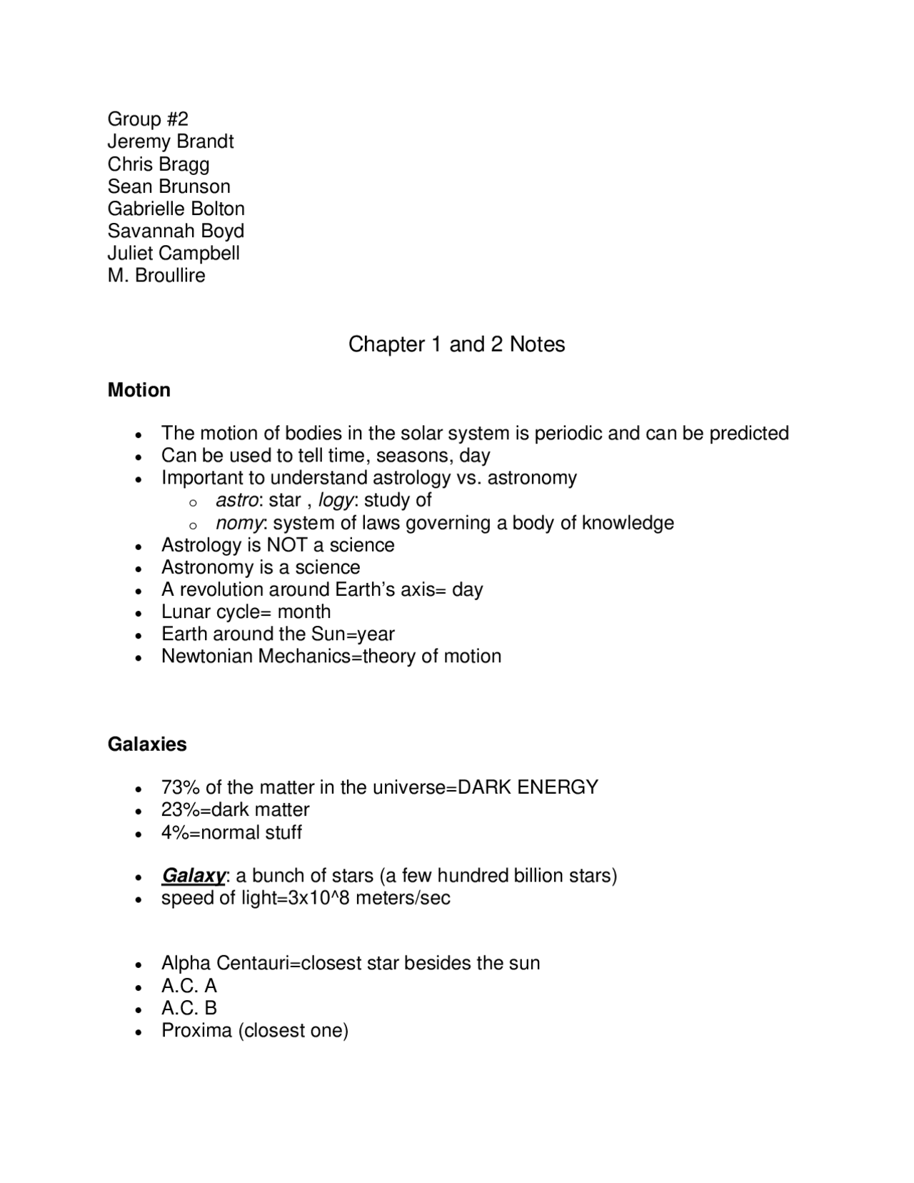 Motion And Galaxies Astronomy Of The Solar System Notes Astr 1010