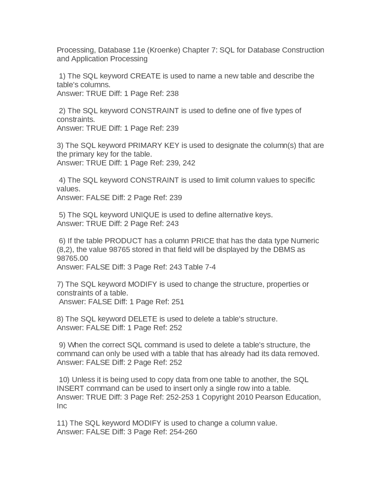 80 Questions With Answers On Database Systems Study Guide CIS 3730